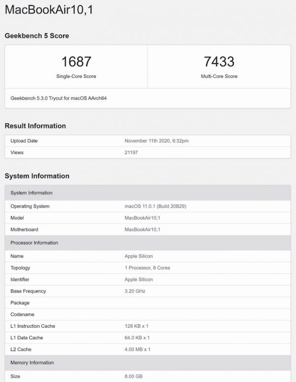 Benchmarks : MacBook Air M1 corrige sévèrement le MacBook Pro 16″ Intel ...
